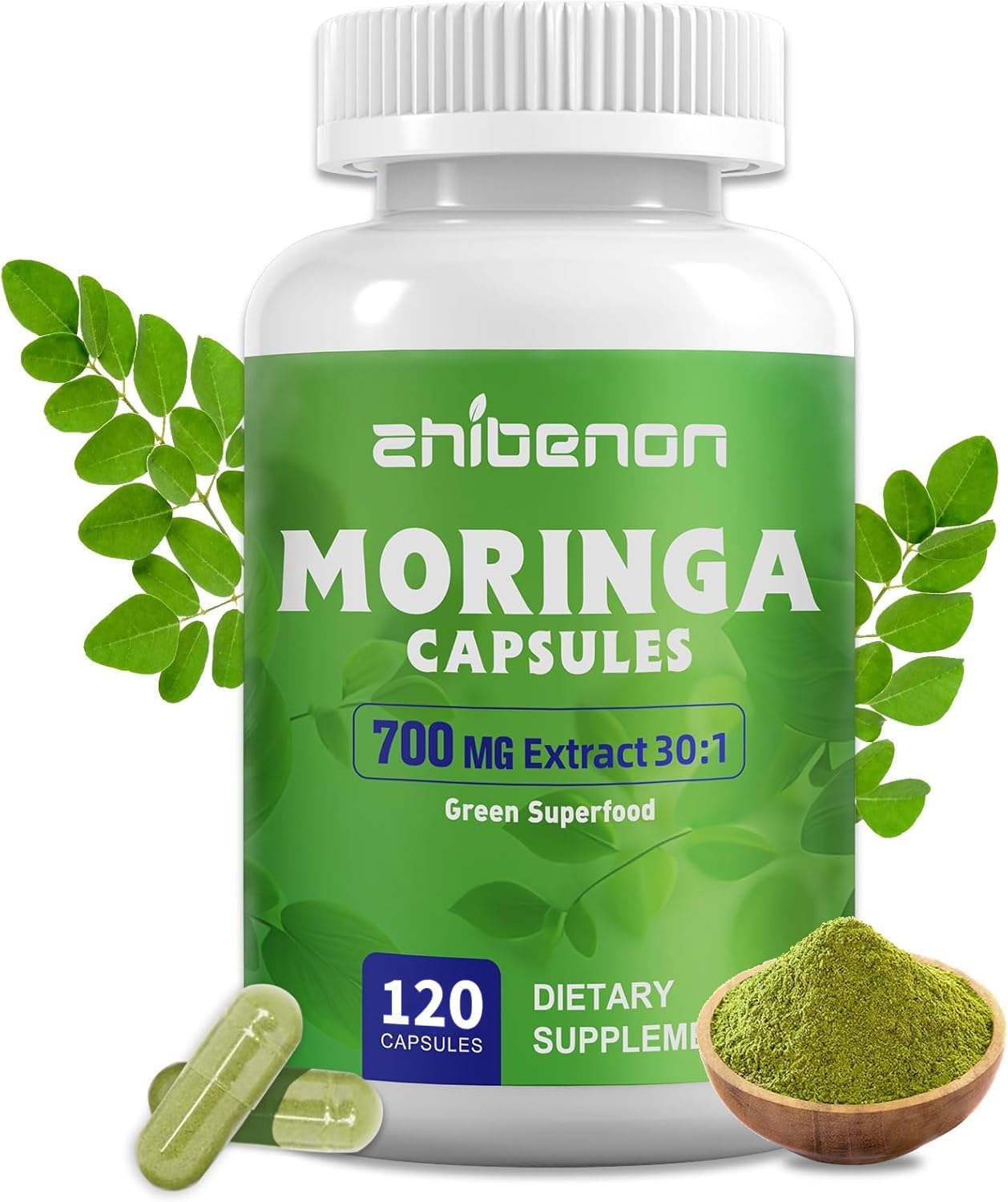 Amazon.com: Zhibenon Moringa Oleifera 21,000mg Equivalent | 120 Capsules (60 Servings) | Pure ...