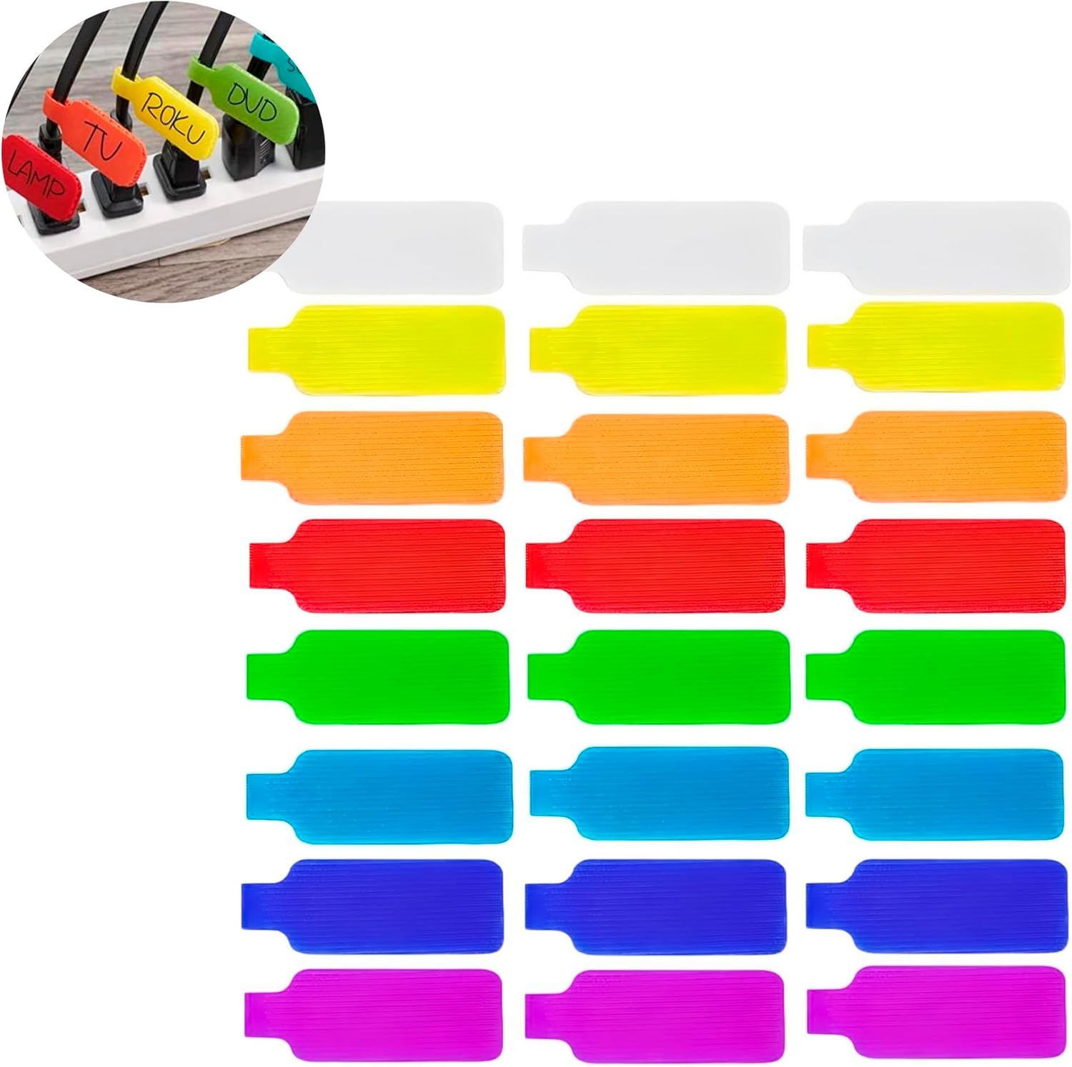 Amazon.com: 24 Pcs Multi-Color Cable Labels Write On Cord Labels ...