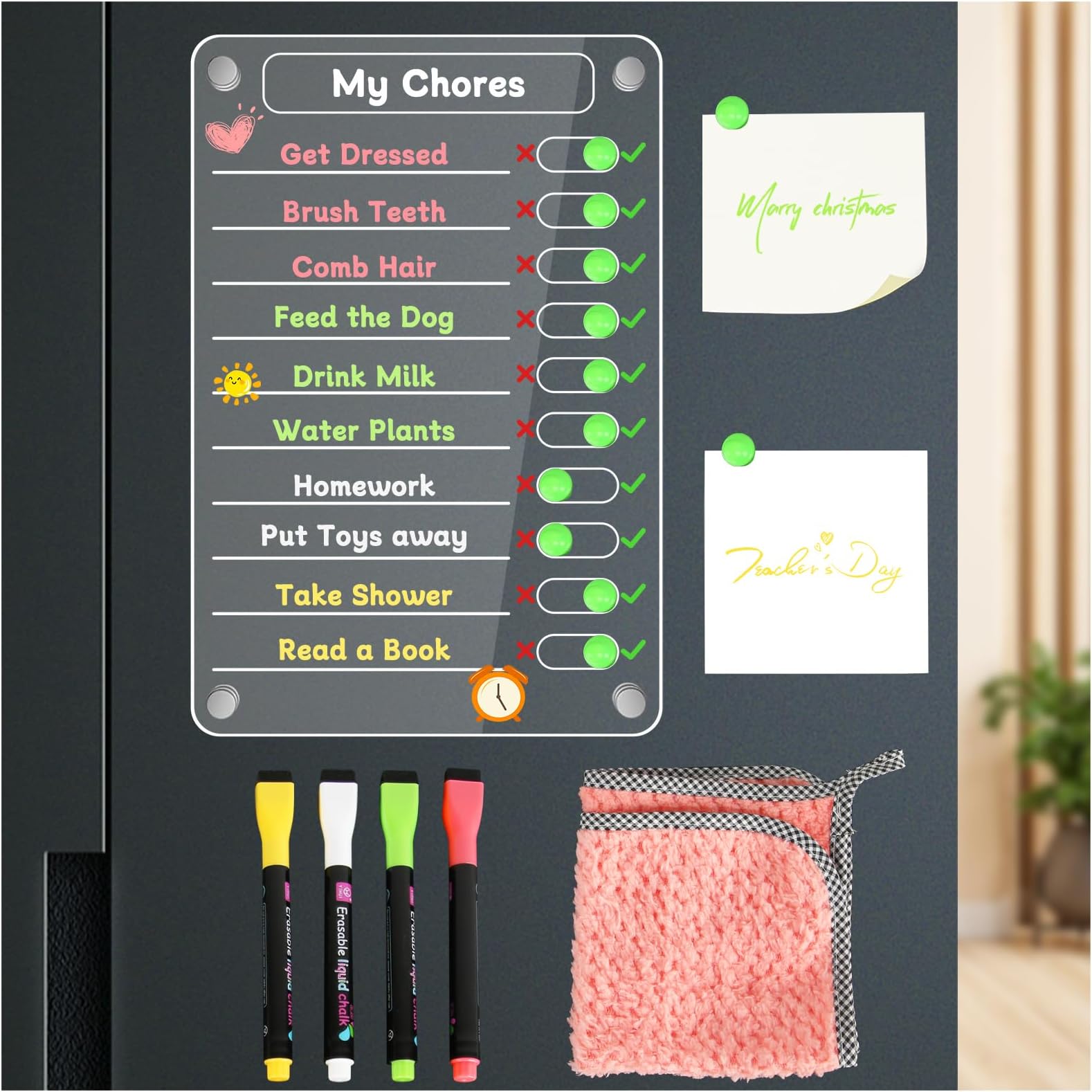 Amazon.com : Seajan Acrylic Chore Chart for Kids Magnetic Clear Chore ...