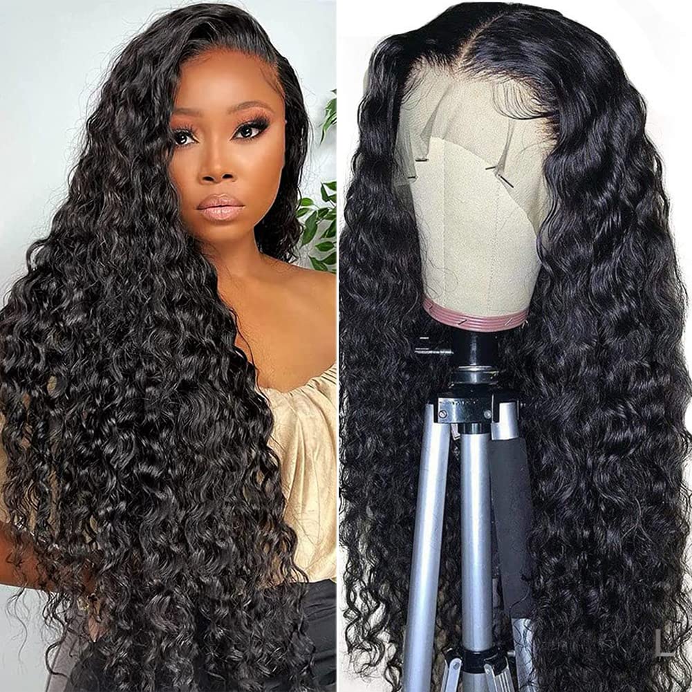 Amazon.com : HD Transparent Lace Front Wigs Human Hair 13x4 Water Wave ...