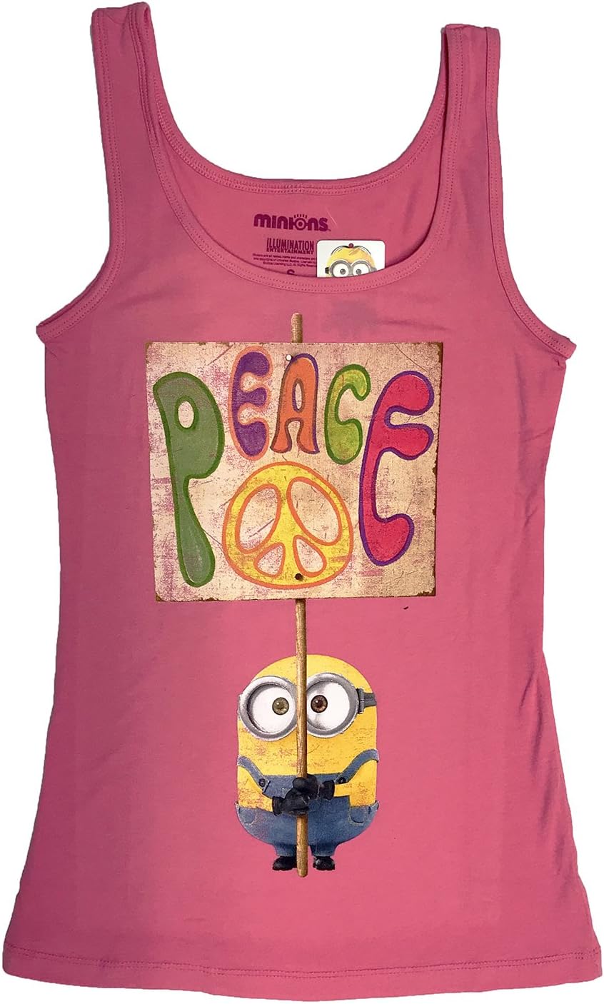 Amazon.com: Minion Holding Peace Sign Girl's Youth Hot Pink Tank Top ...