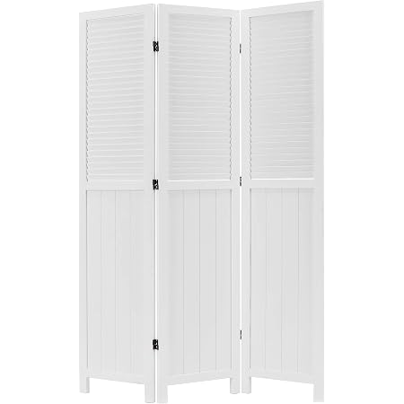 Amazon.com: MyGift Whitewashed Wood 4 Panel Room Divider Wall Partition ...