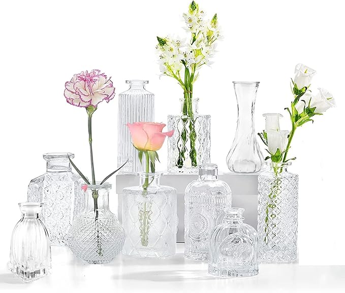 Vaso Decorativo da Interno Fiori Vasetti Vetro Decorativi Trasparente ...