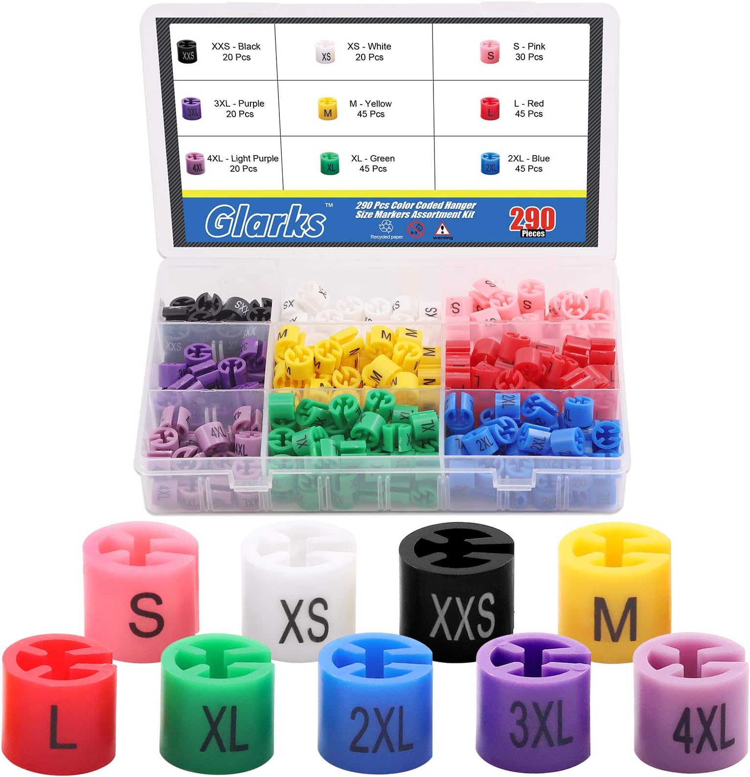 Amazon.com: Swpeet 420Pcs 9 Common Sizes Plastic Hanger Size Markers ...