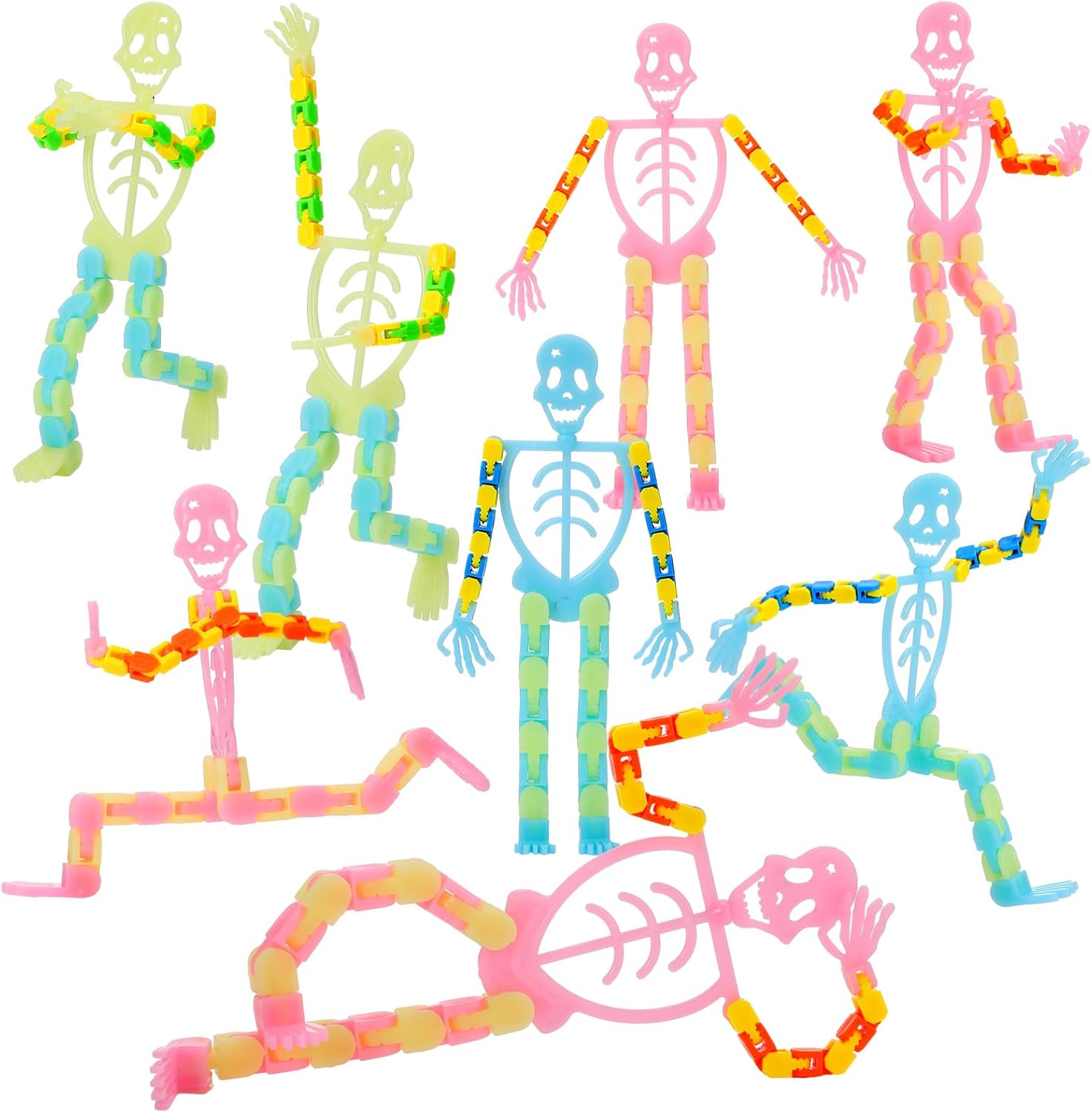 Amazon.com: Poen 30 Pcs Halloween Skeleton Fidget Toys Glow in The Dark ...