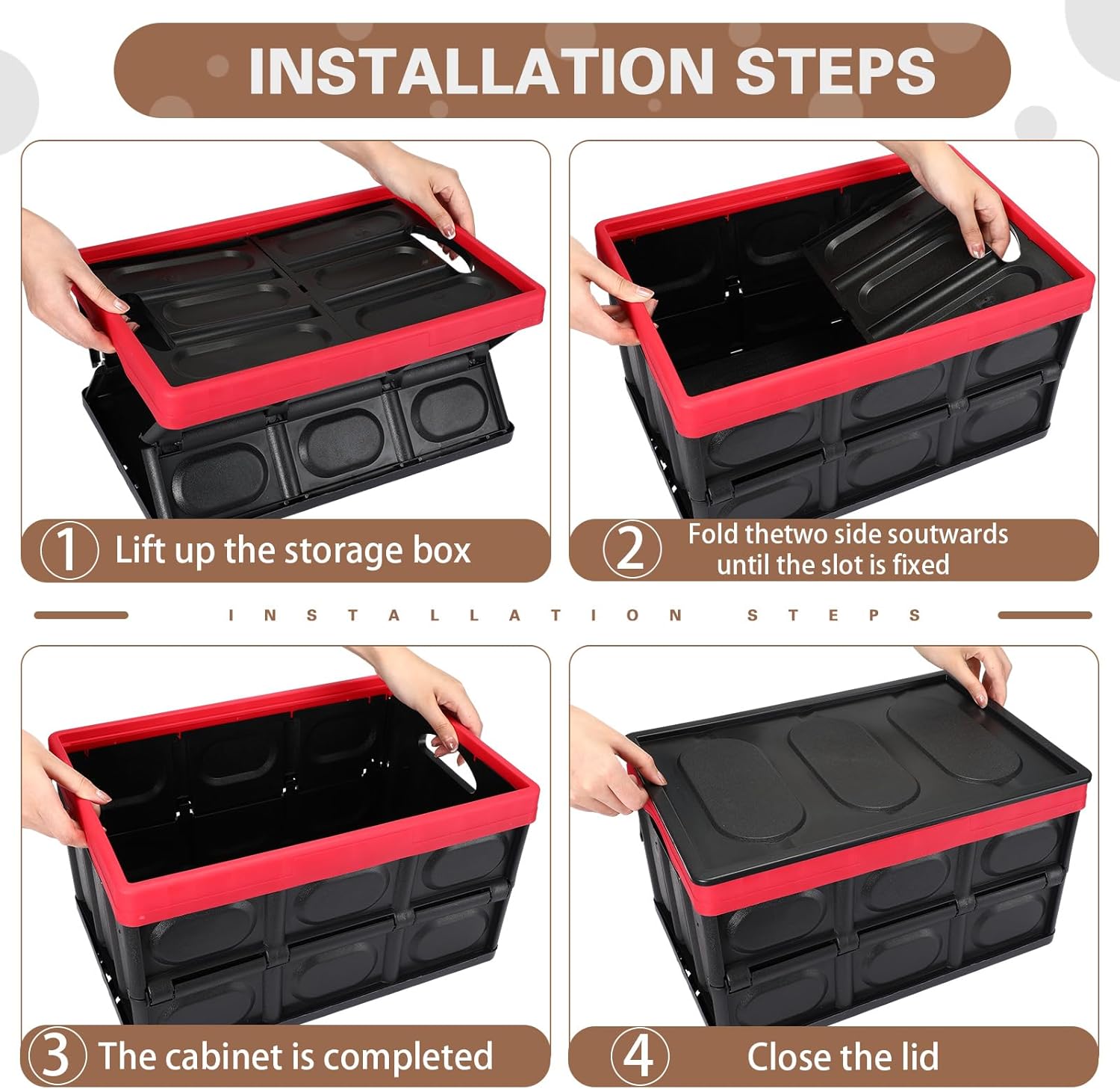 Paquete de 4 contenedores de almacenamiento plegables de 30 L con tapas ...