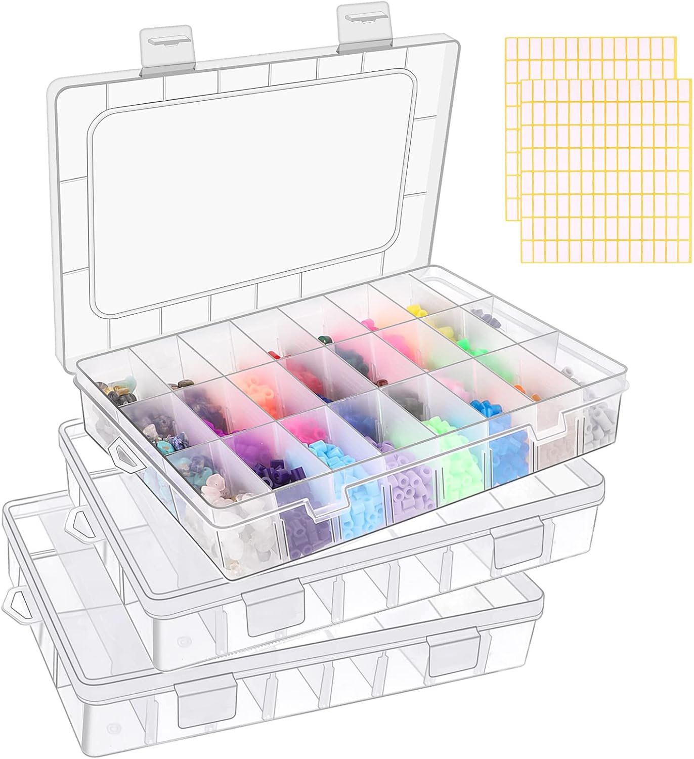 Amazon.com: 3 Pack 24 Grids Clear Plastic Storage Container With ...