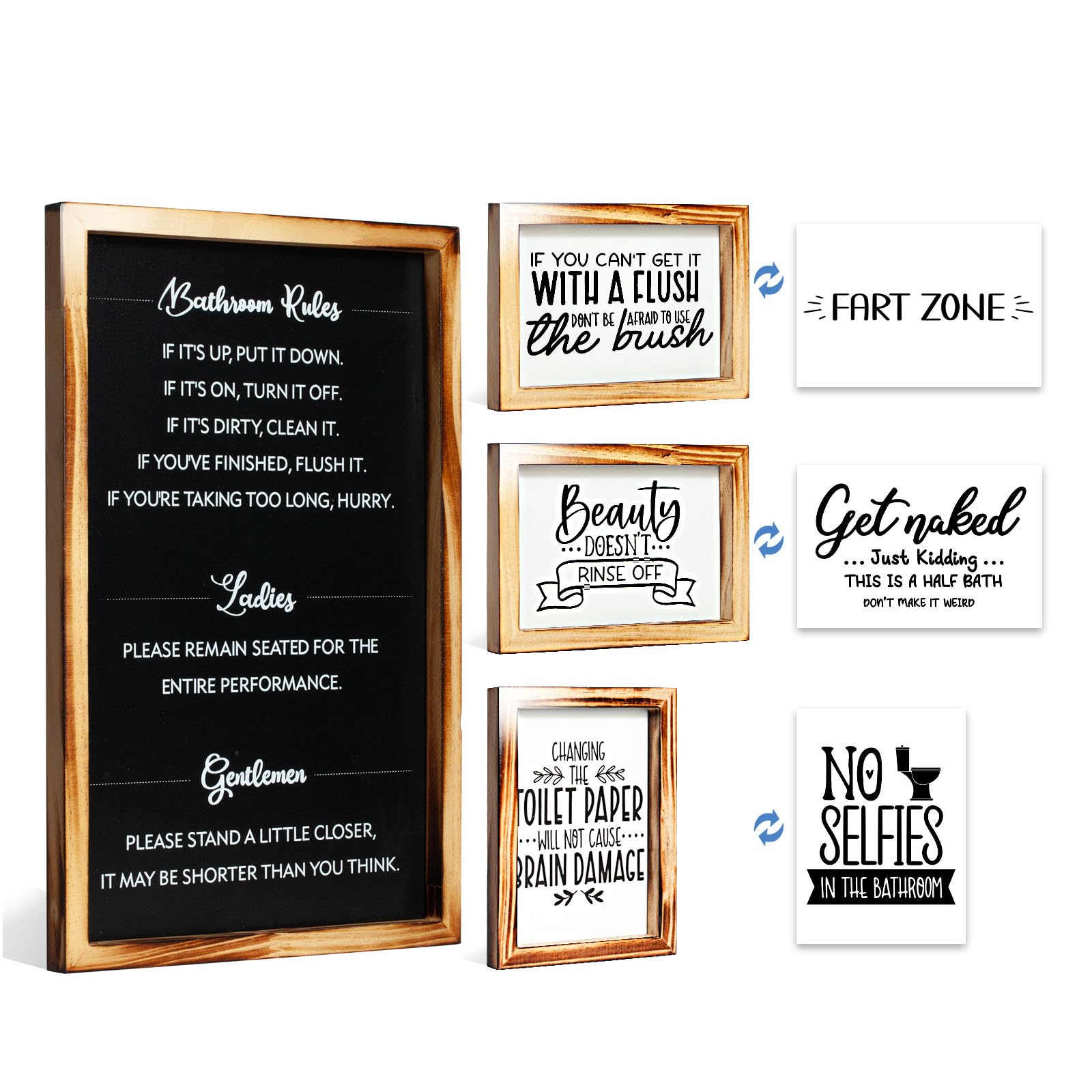 Amazon.com: Funny Bathroom Signs Decor (Set of 4), Interchangeable Cute ...