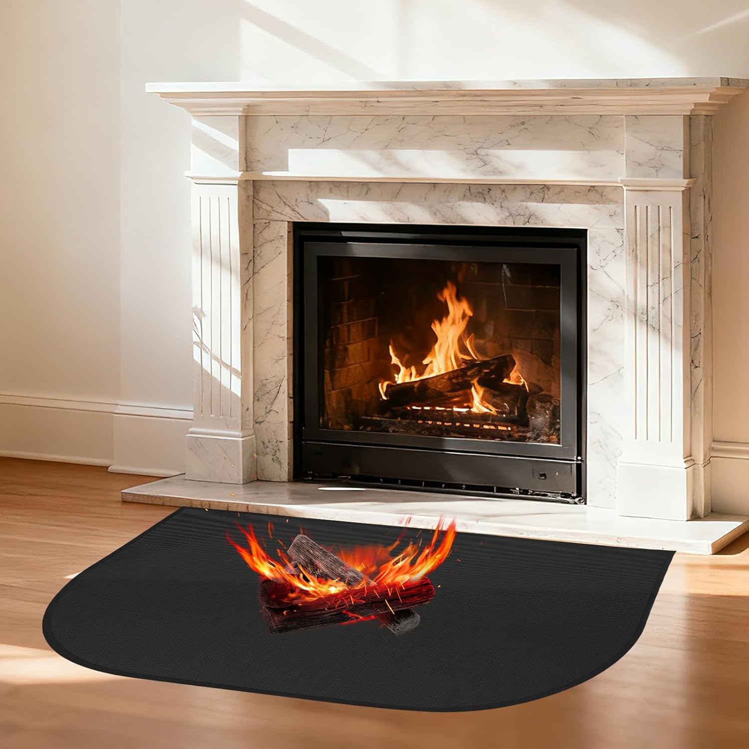HIULLEN Hearth Rugs for Fireplaces, 102x50CM Fireproof Fireplace Mat ...