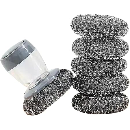 Amazon.com: 3 Pack Stainless Steel Scrubber with Handle, Steel Wool ...