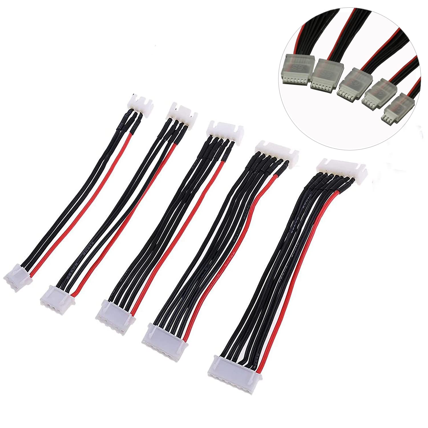 2S-6S JST-XH Lipo Balance Connector Plug Extension Leads Cable : Amazon ...