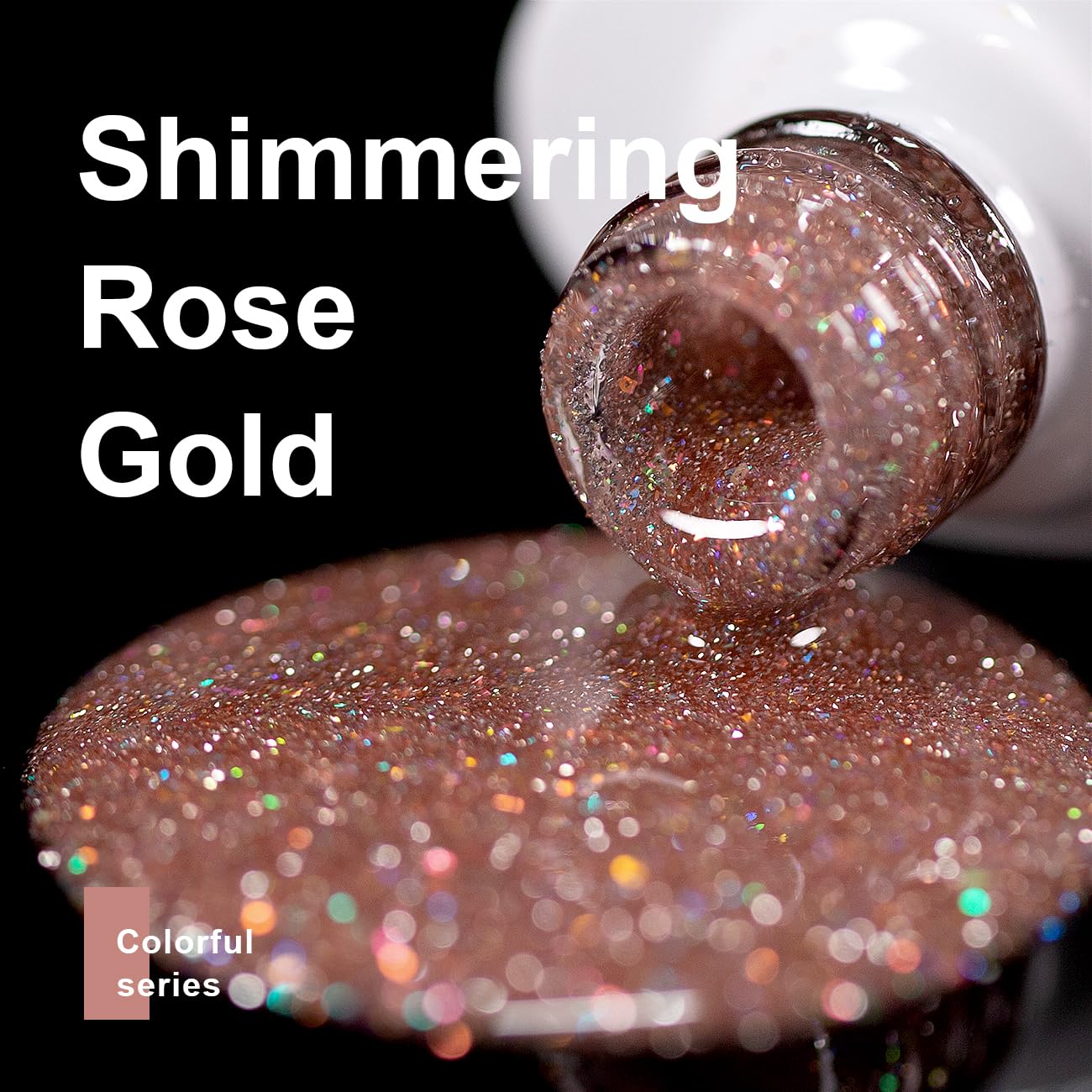 RARJSM Esmalte de gel con purpurina reflectante, color oro rosa, gel ...