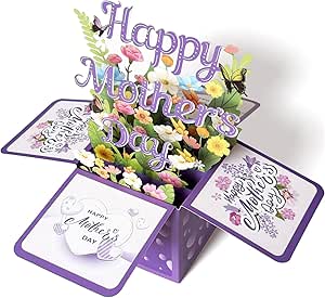 Amazon.com: Spercy Purple 3D Mother’s Day Card for Women, Flower Pop Up Mothers Day Card, Happy ...