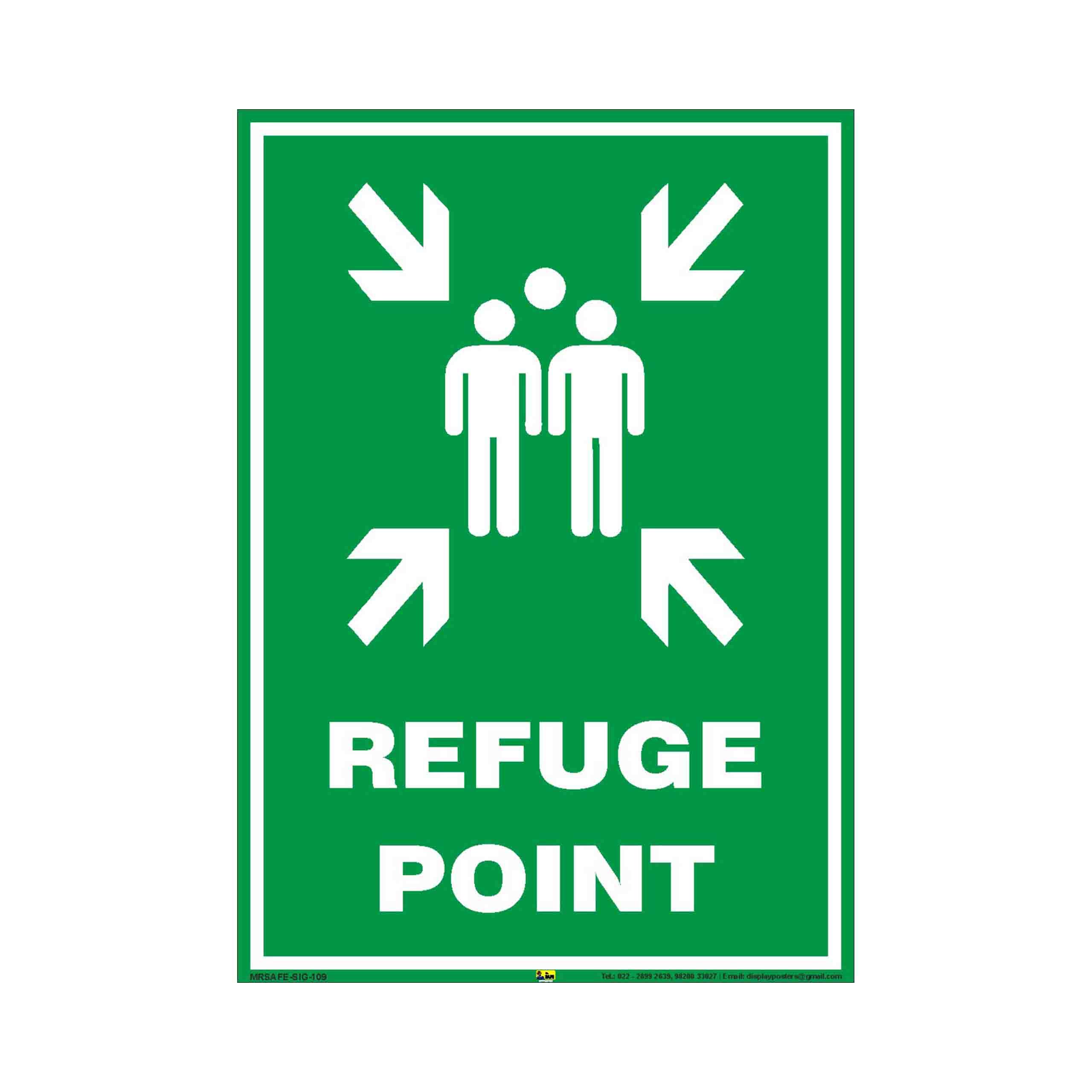 Mr. Safe Refuge Point Sign PVC Sticker A5 (5.8 inch X 8.2 inch) : Amazon.in