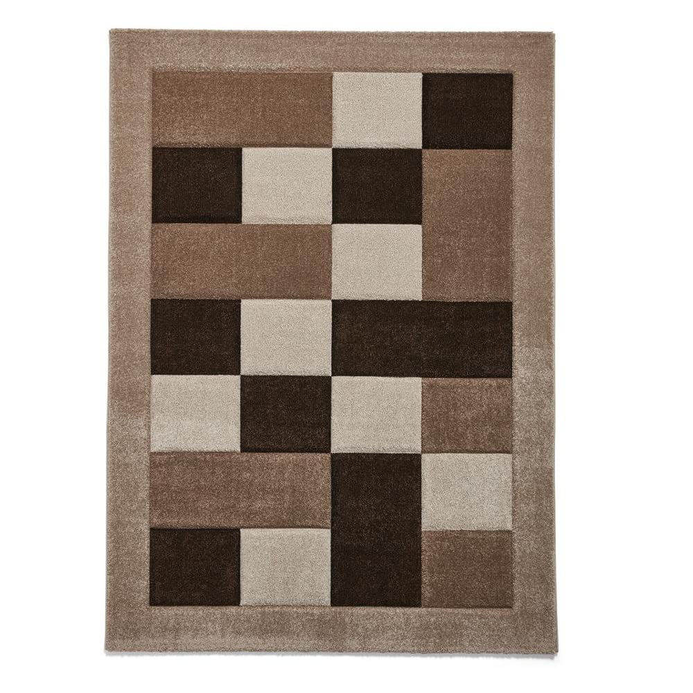 LUX Rugs Beige Geometric Rectangles & Squares Modern Floor Rug 120cm x ...