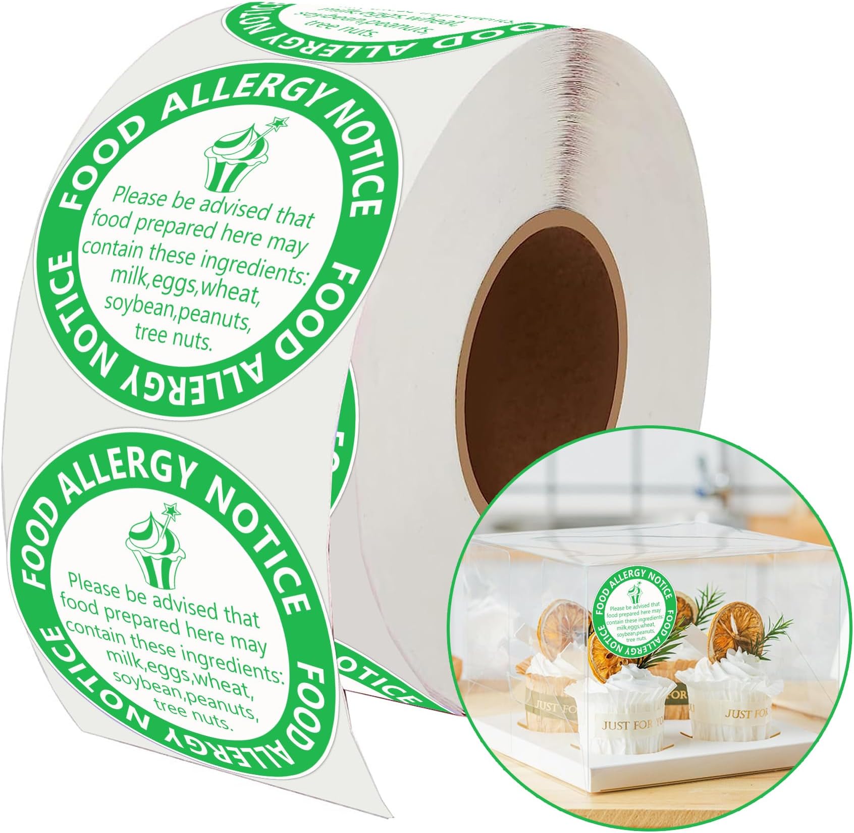 Amazon.com : Allergy Sticker for Cake Food Allergy Stickers 2 Inch ...