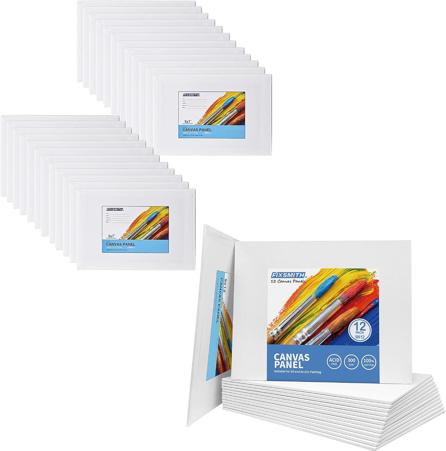 Amazon.com: FIXSMITH Painting Canvas Panel Boards - 5x7 Inch Art Canvas ...