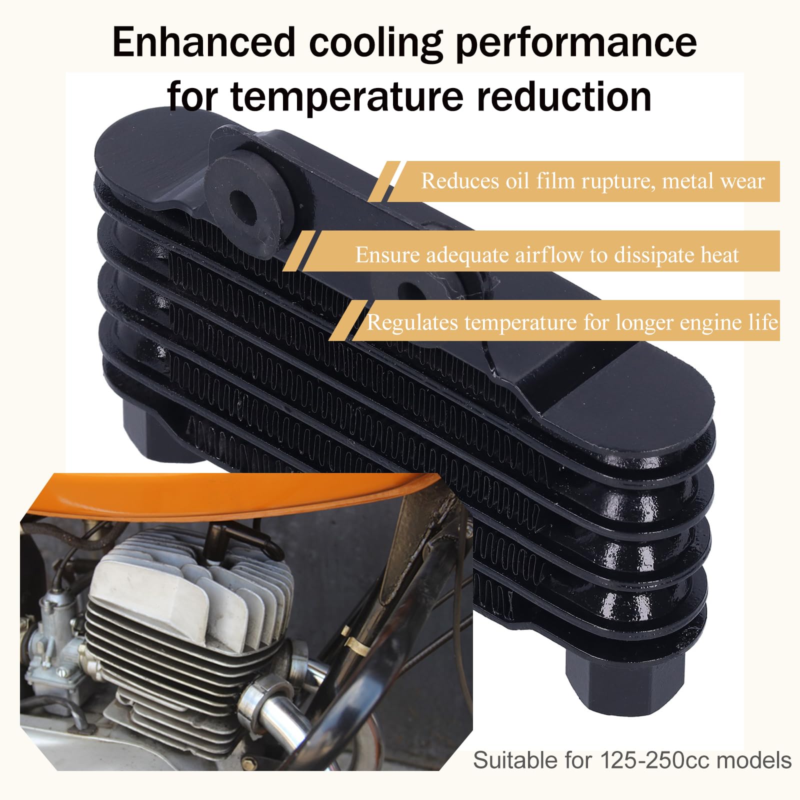 Oil Cooler Universal Motorcycle - 5 Row Cooling Radiator For 125-250CC ...