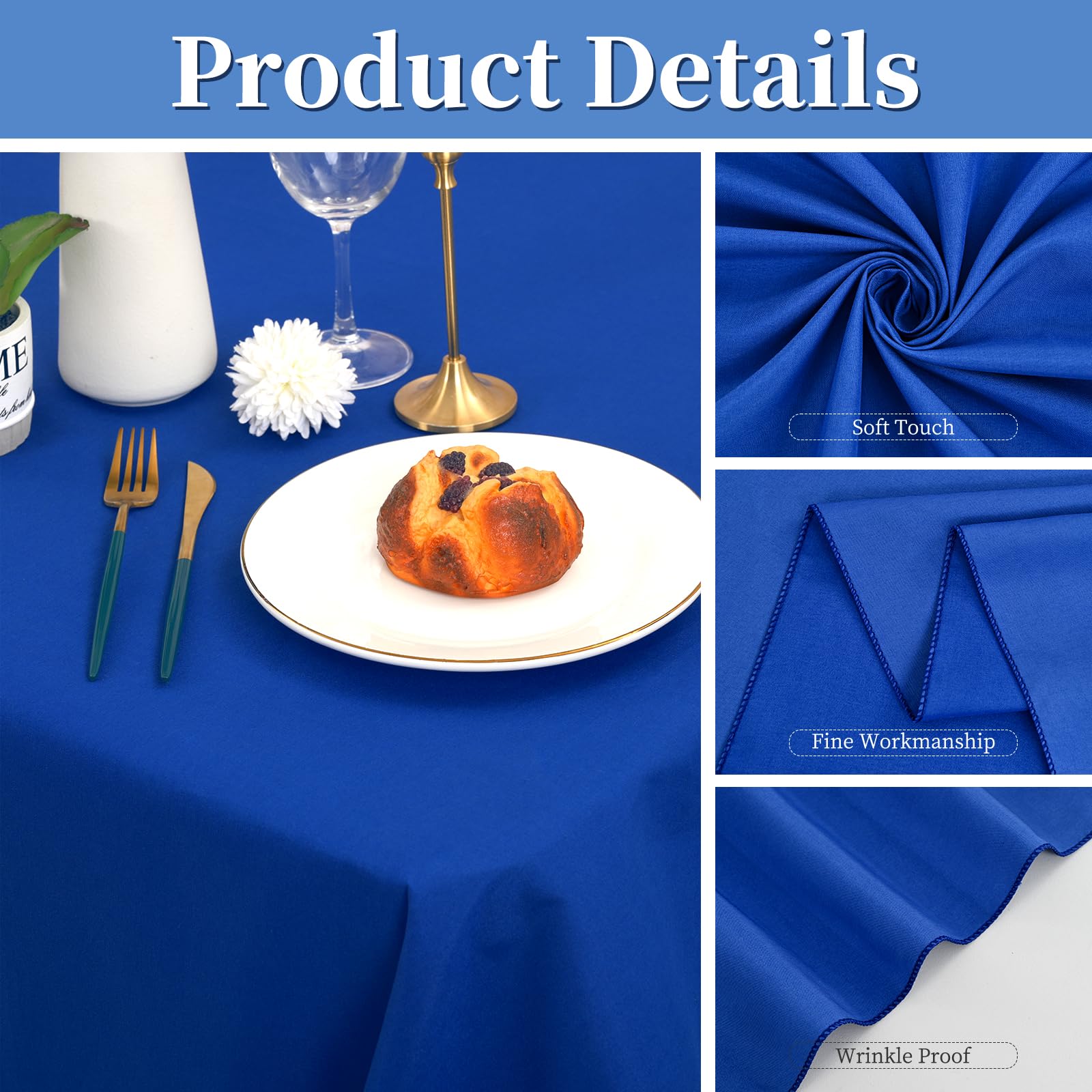 Snapklik.com : 10 Pack Royal Blue Tablecloth Rectangle Table,90 X 156 ...