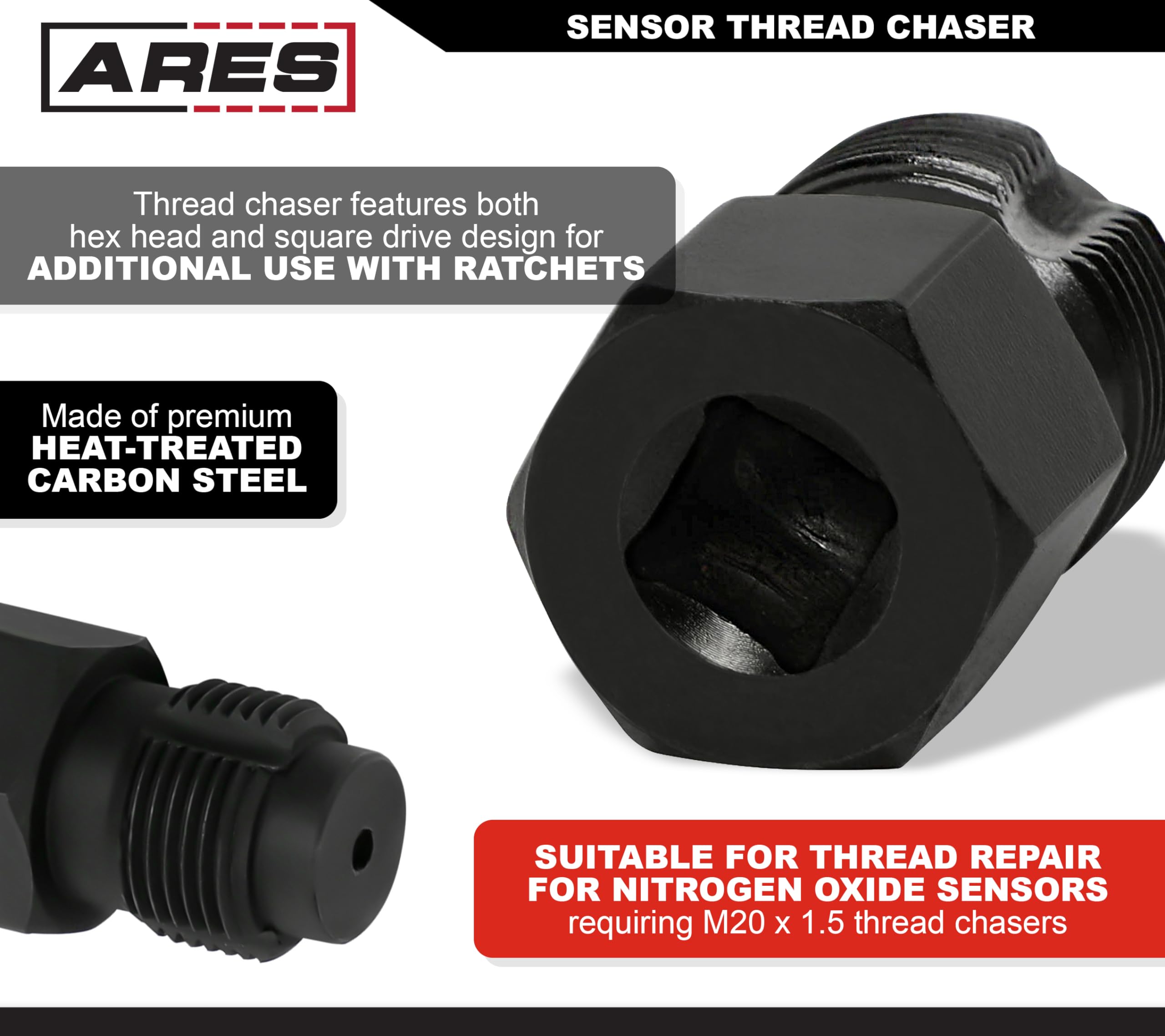Snapklik.com : ARES 10106 M20 X 1.5 NOx Sensor Thread Chaser Tool ...