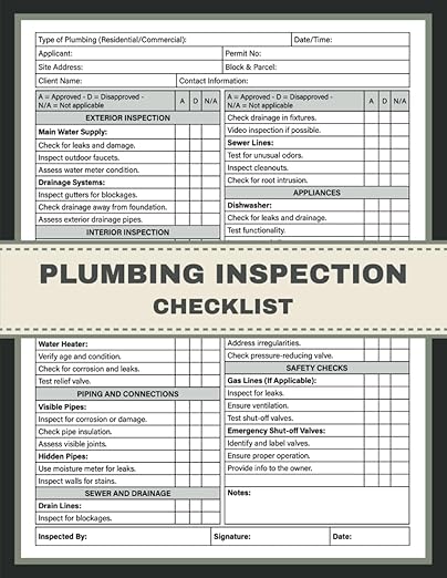 Plumbing Inspection Checklist: Plumbing Maintenance and Inspection ...
