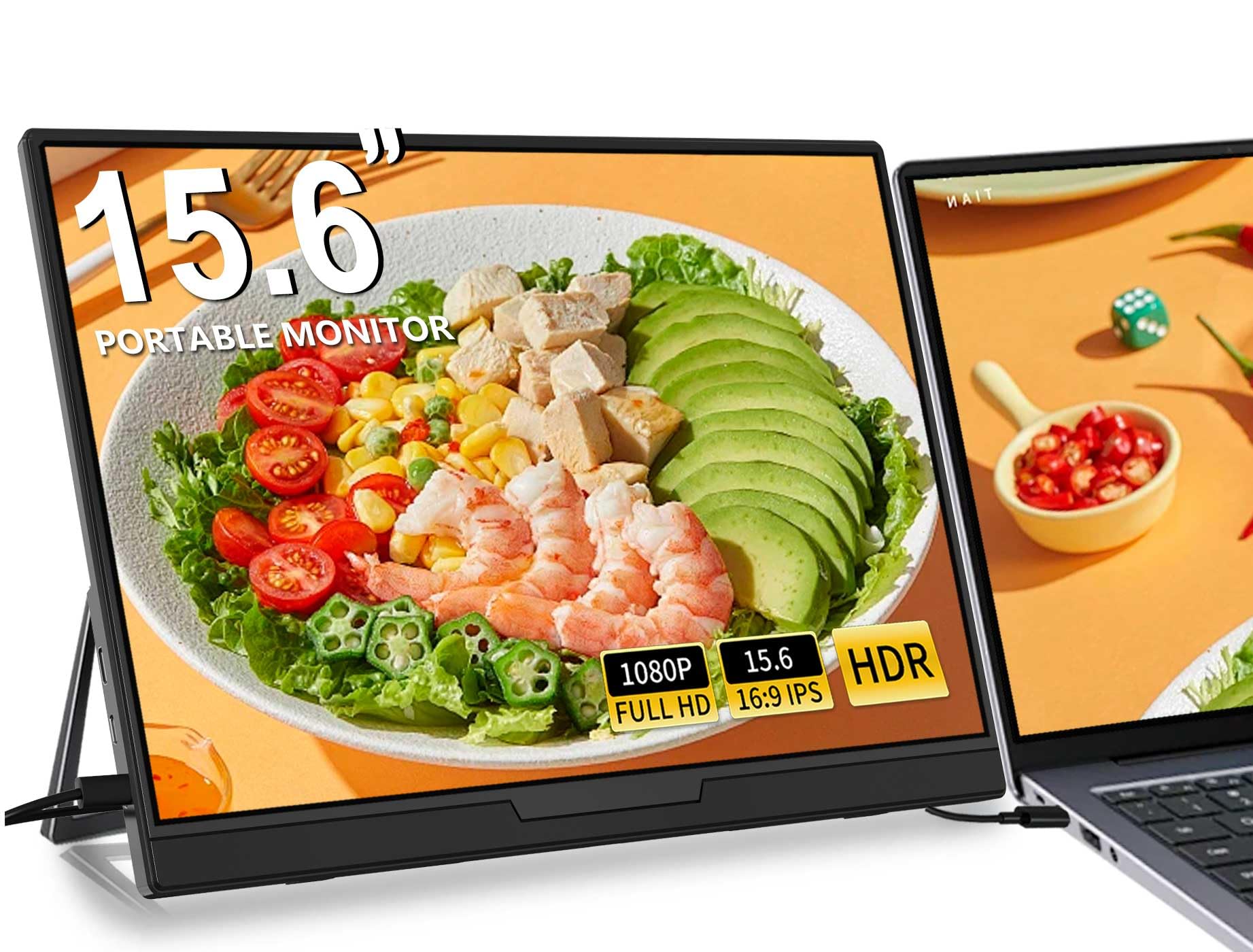 Amazon.com: FHH Portable Monitor for Laptop, 15.6'' 1080P FHD Laptop ...