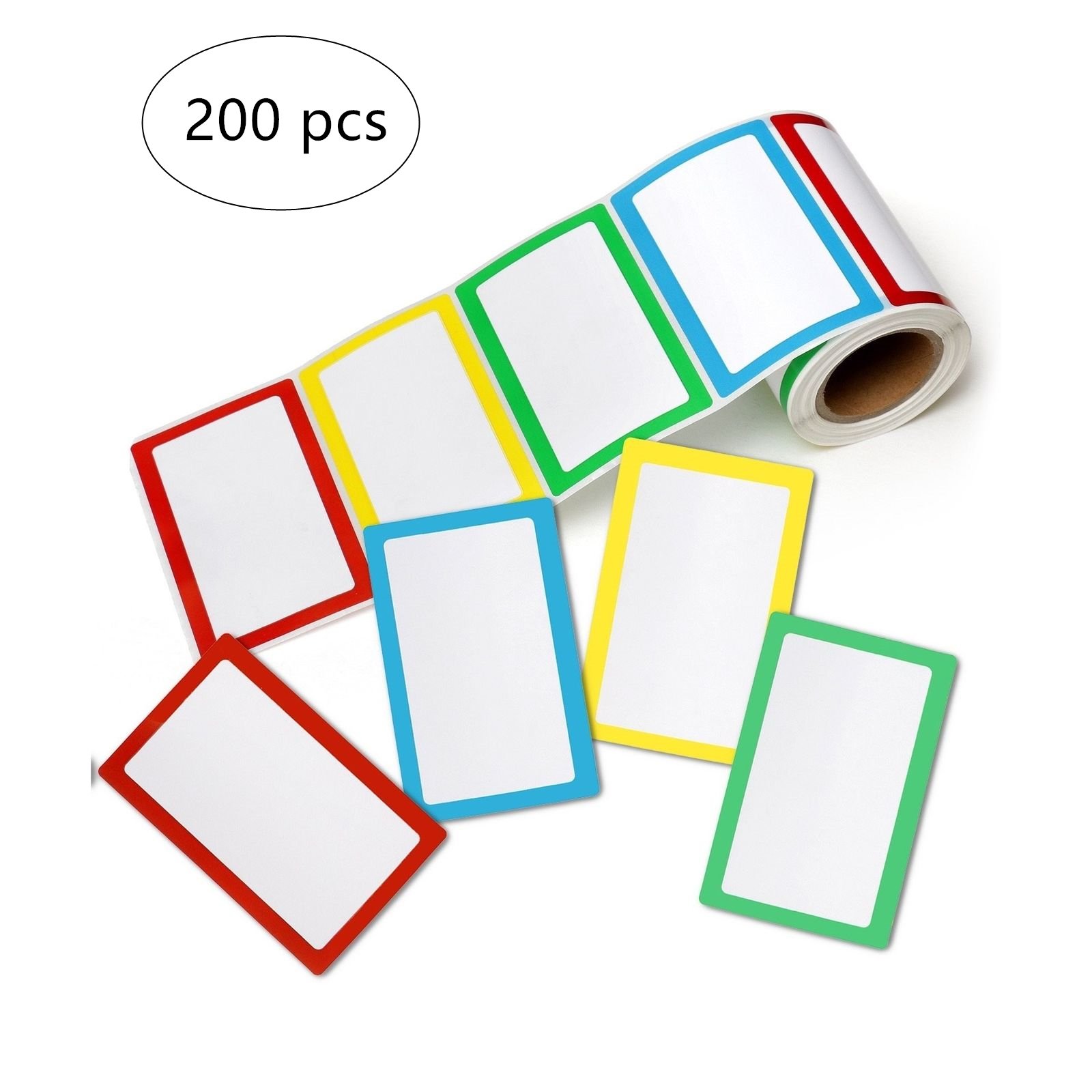 Buy Hybsk Plain Name Tag Labels Colorful Border Name Tag Stickers, 3.5 ...