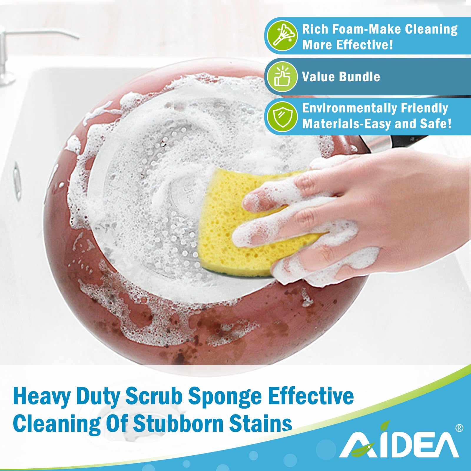 Snapklik.com : Sponges Kitchen, Heavy Duty Scrub Sponge, 6Count ...