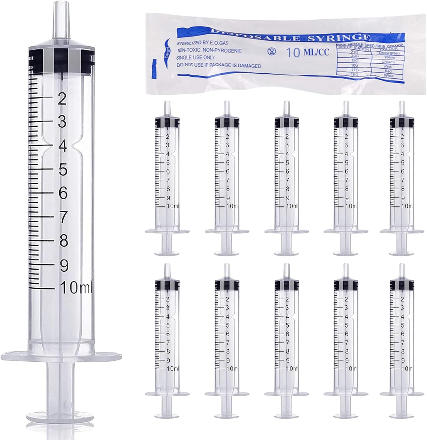 Amazon.com: 50 Pack 10ml Plastic Syringe Liquid Measuring Syringe Tools ...