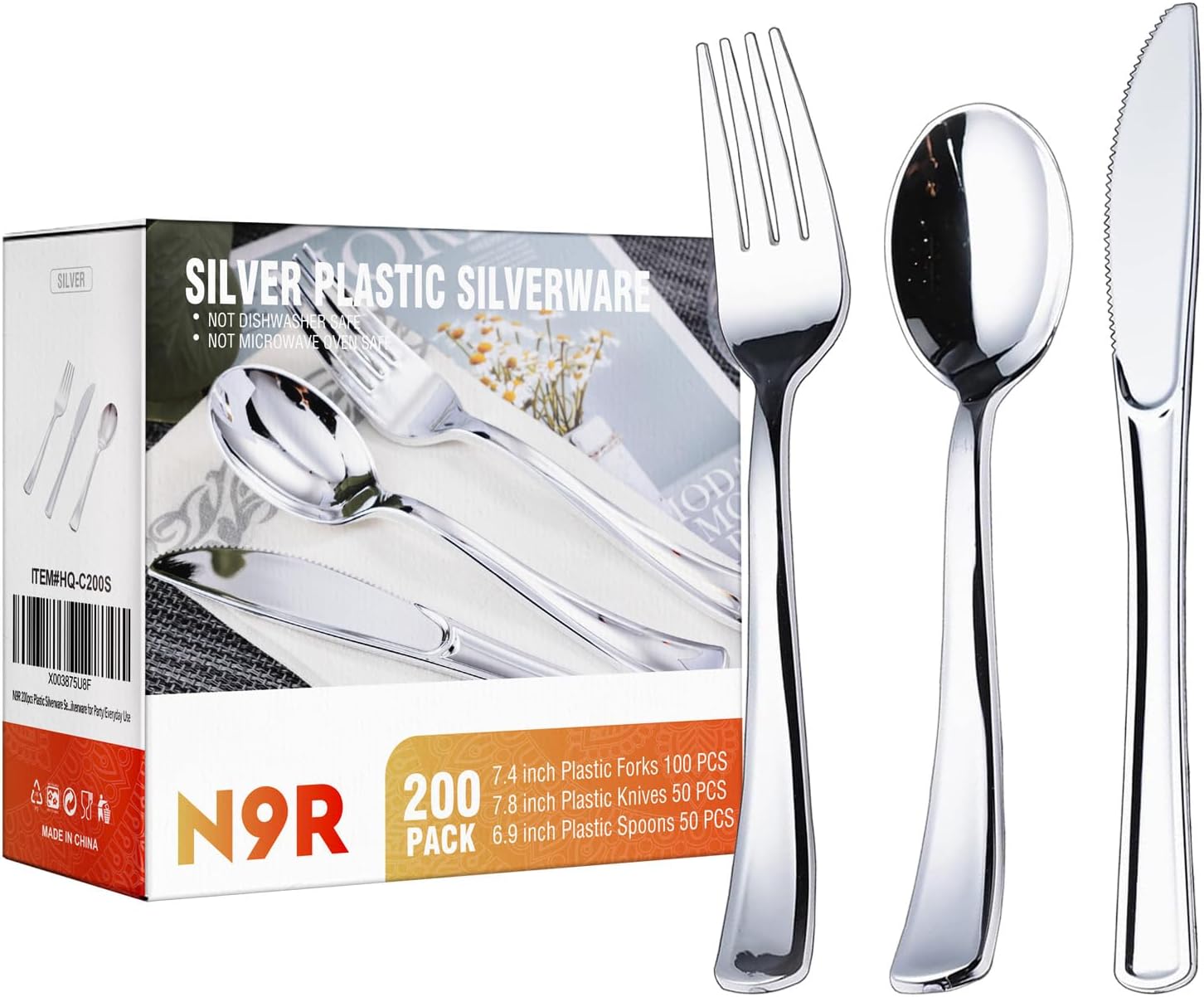 Amazon.com: 300 Plastic Silverware Set - Silver Cutlery Set ...