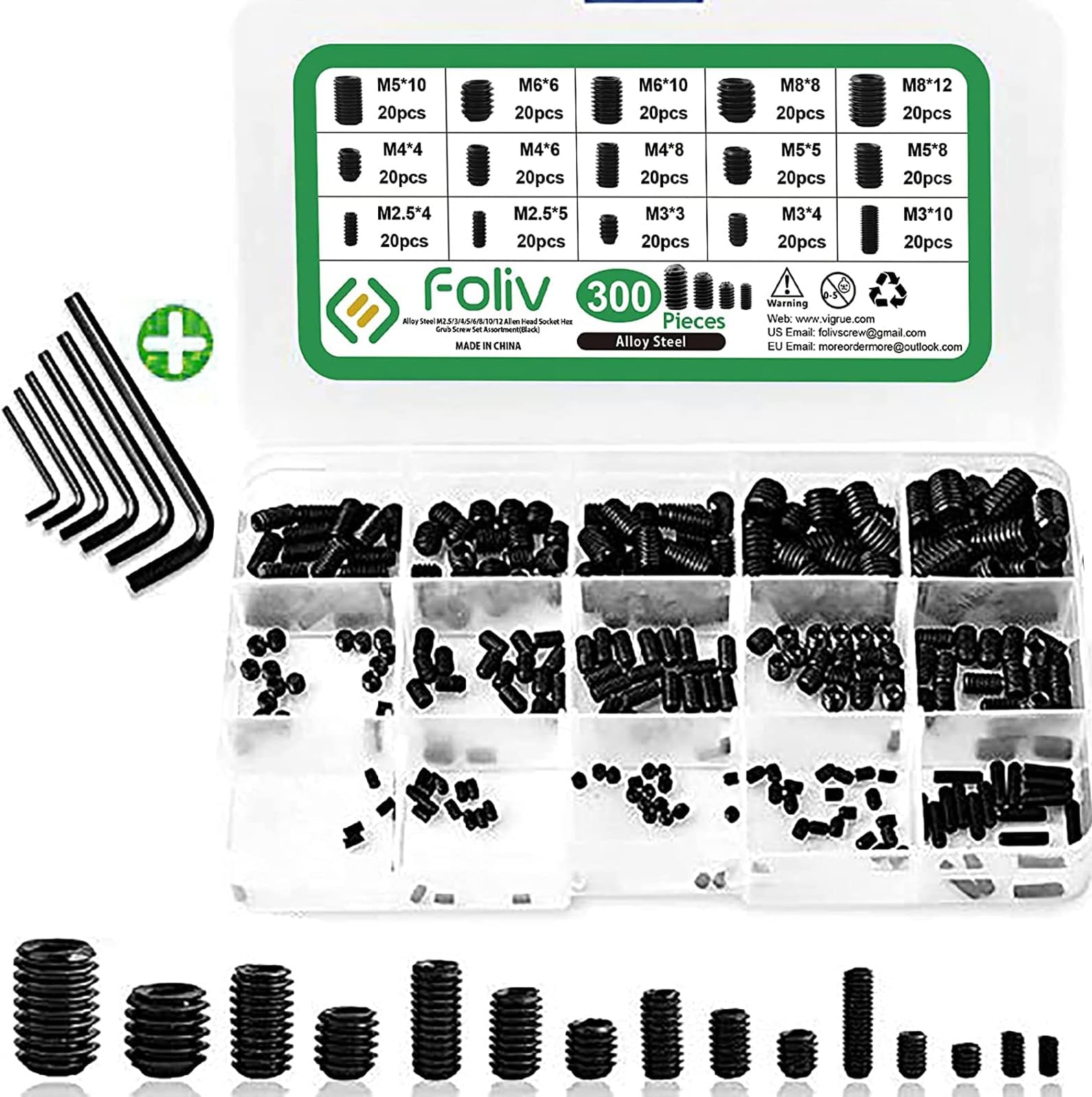 Amazon.com: Fine Thread Set Screw Assortment Kit (1/4" - 1/2 ...