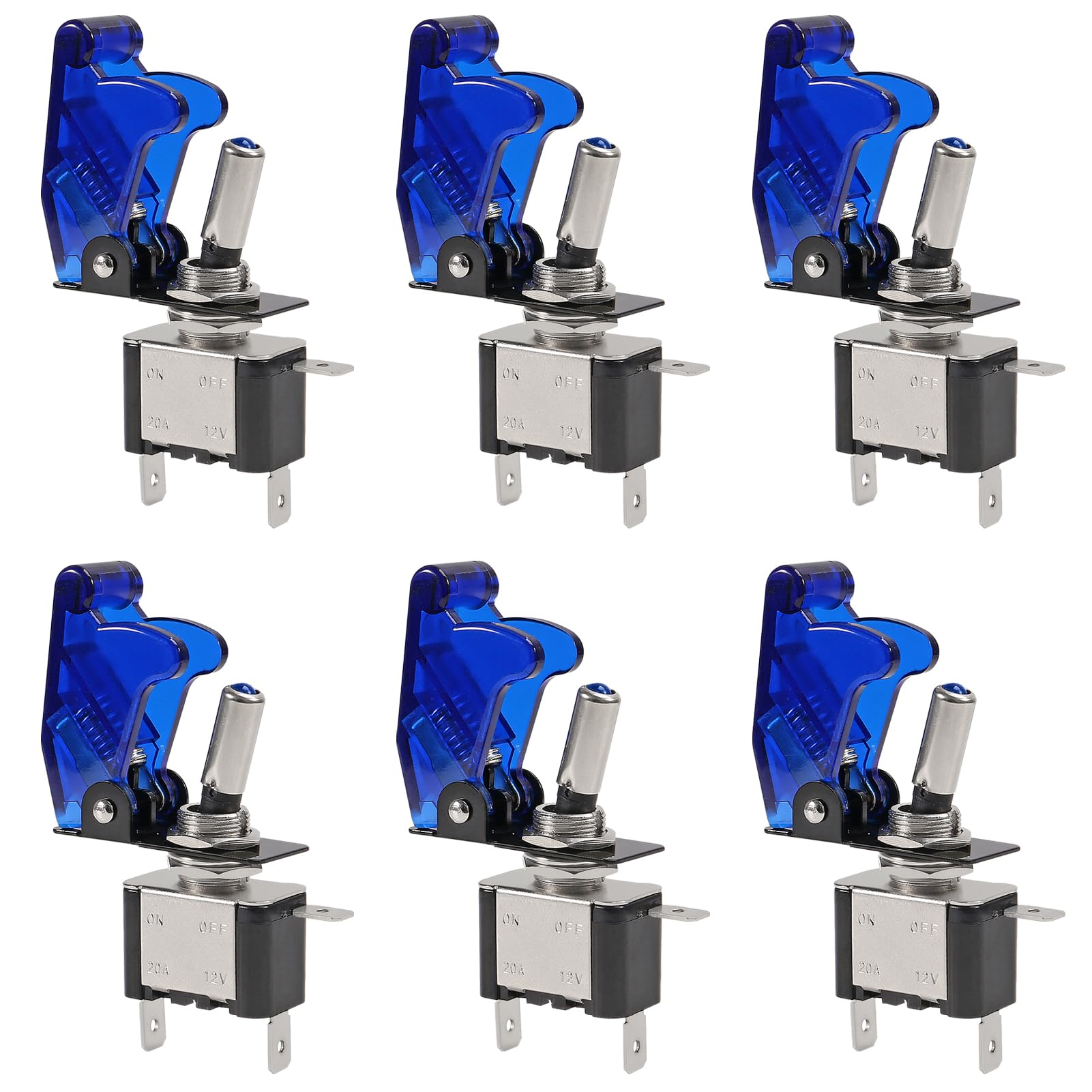 Snapklik.com : AITRIP 6 Pack 12V Blue LED Illuminated Toggle Switch