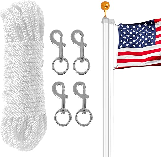 Amazon.com : BMFTRRI Flag Pole Hardware Kit - 50Ft Halyard Rope with 4 ...