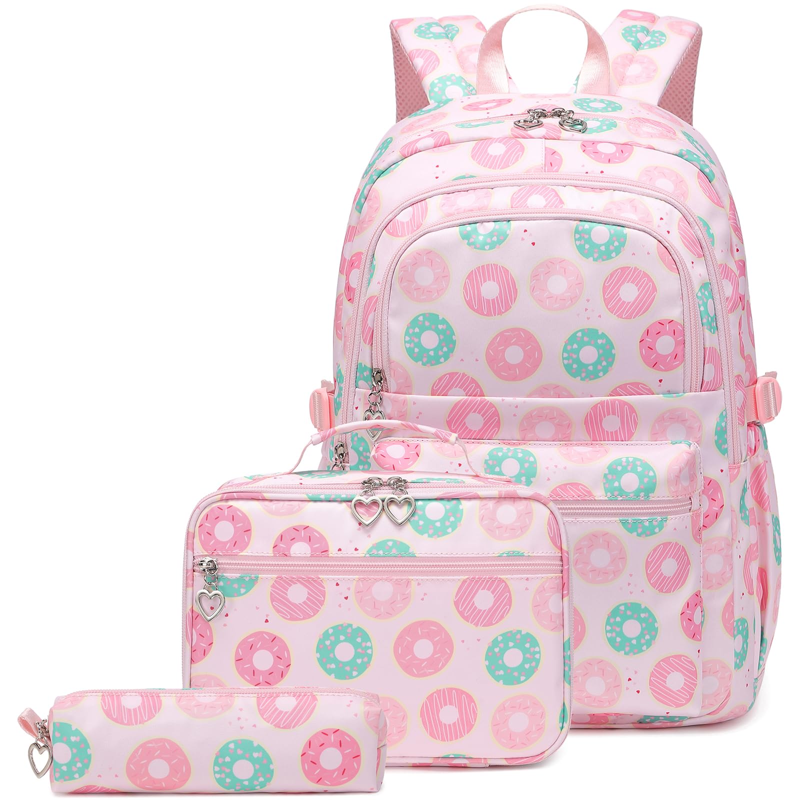Amazon.com | Createy Donut Prints Girls Backpack with Lunch Box ...
