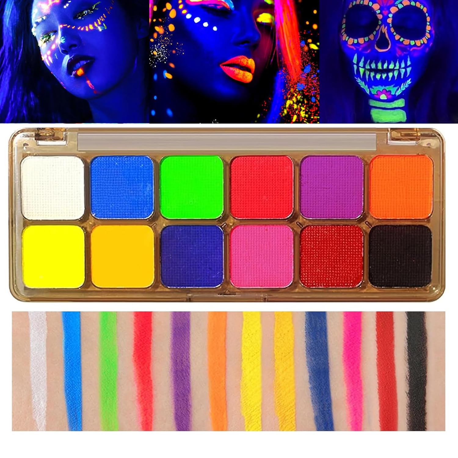 Amazon.com : Face Body Paint, Glow in the Dark, 12 Color Face Paint ...