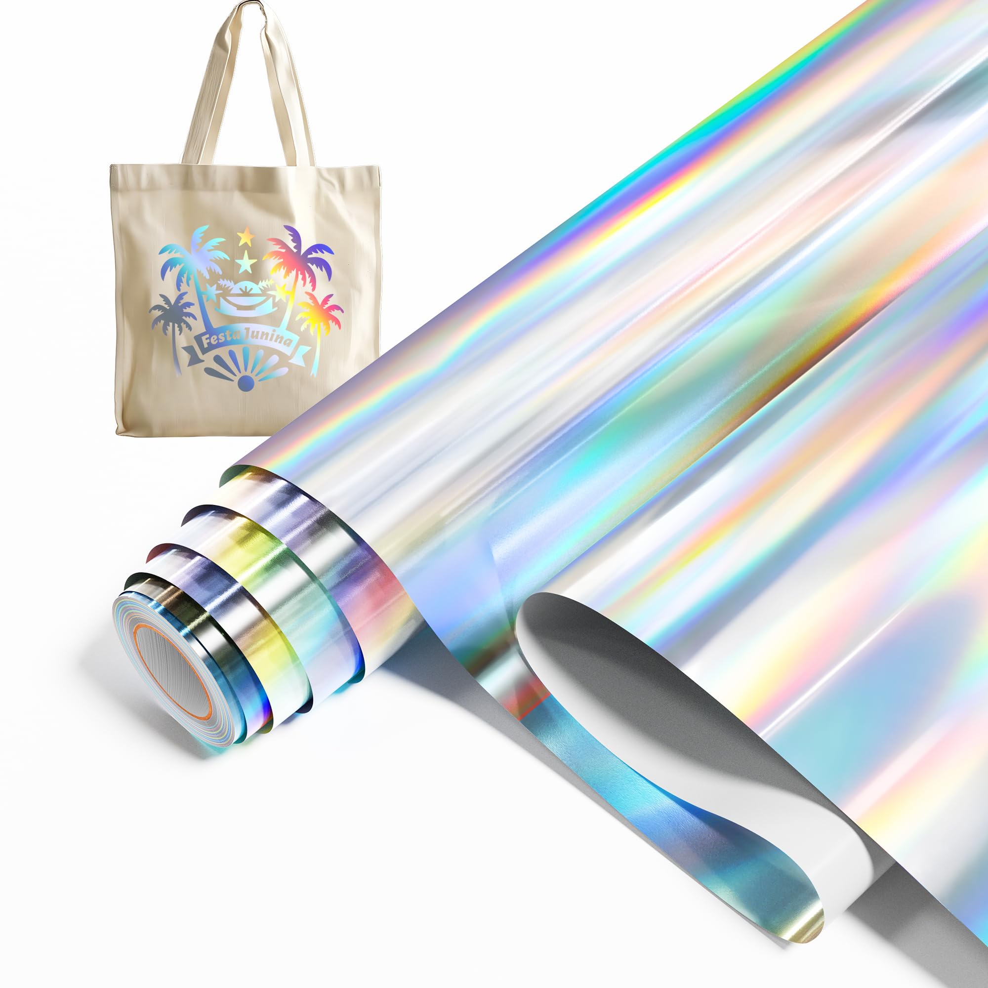 Amazon.com: IROHTV Thick Holographic Silver Iron on Vinyl HTV Vinyl ...