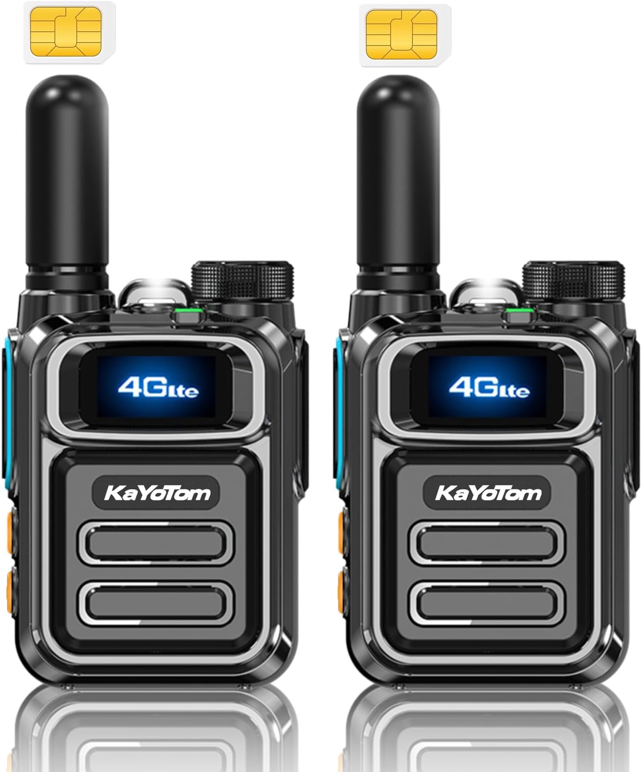 Amazon.com: 2-Pack Ruyage Walkie Talkies with Sim Cards - Handheld PoC ...