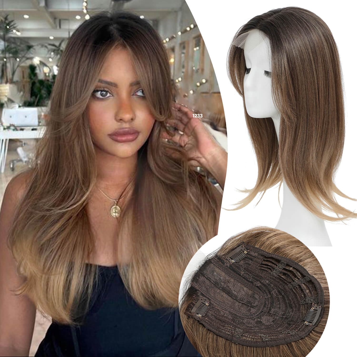 Amazon.com : Ms Taj Hair Topper 18 Inch Hair Toppers for Women with ...