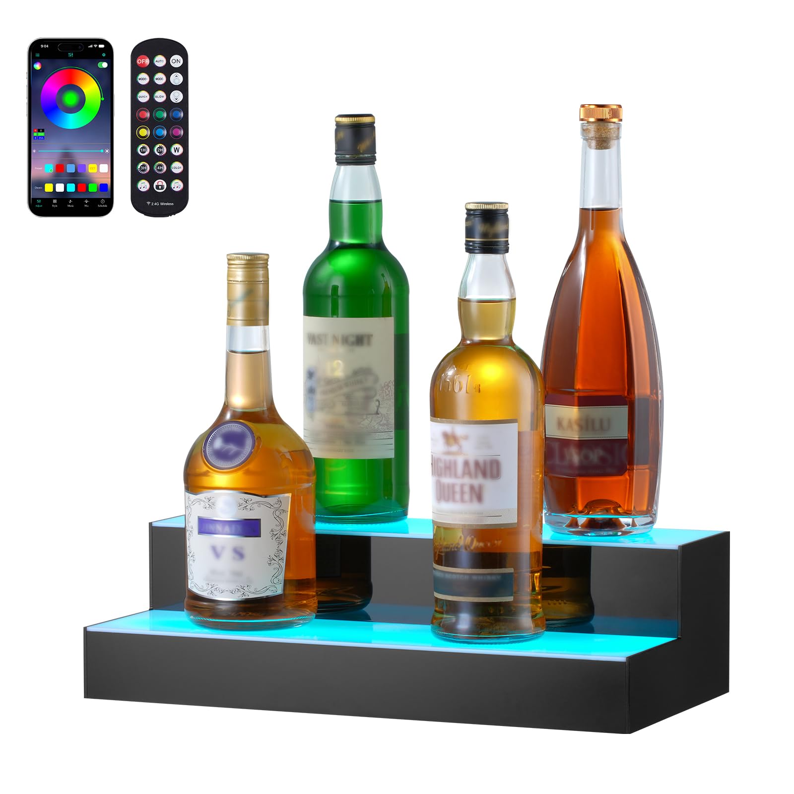 Amazon.com: VEVOR LED Lighted Liquor Bottle Display, 2 Tiers 16 Inch ...