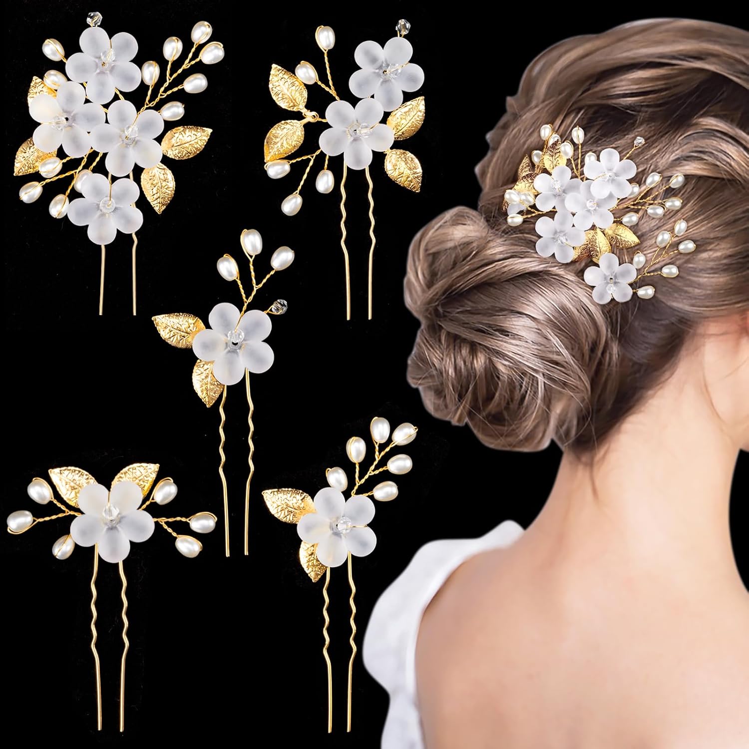 MELLIEX 5 Pièces Épingle à Cheveux de Marriage Perle Pinces à Cheveux ...