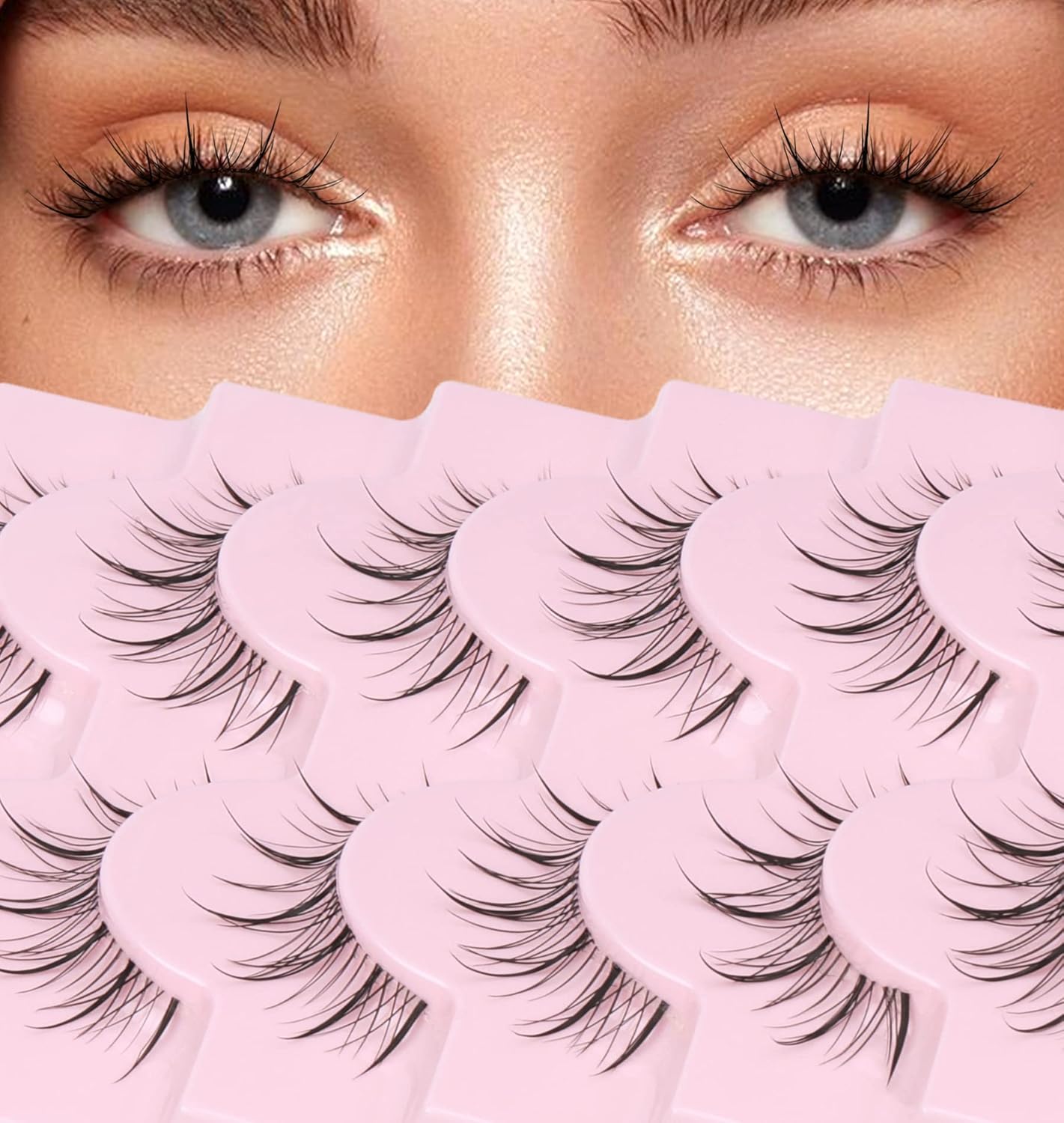 Manga Lashes Anime Wispy Natural Look False Eyelashes Lvmixwig Clear ...