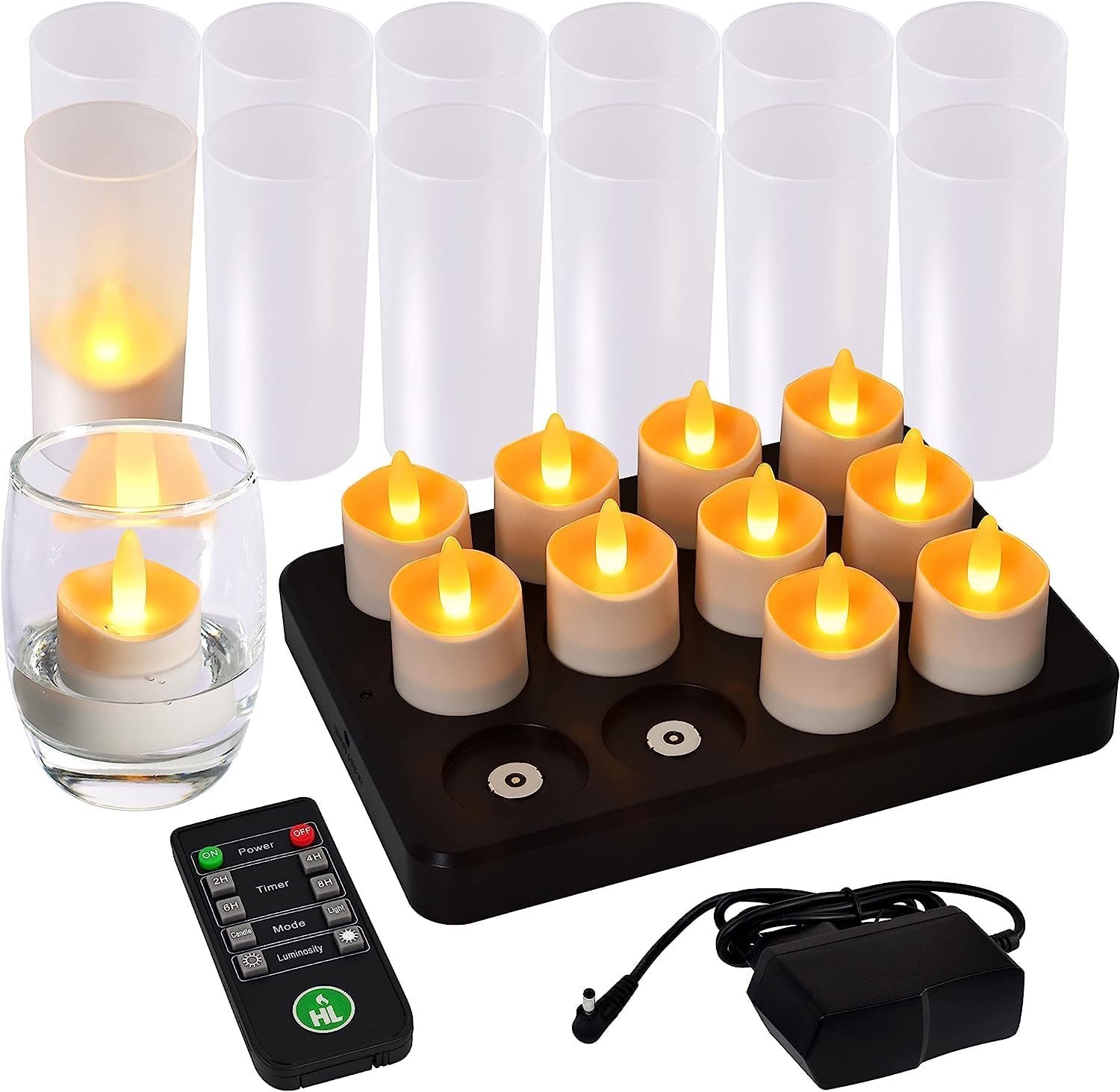 Amazon.com: HL Rechargeable Tea Lights Flameless Candles with Remote ...
