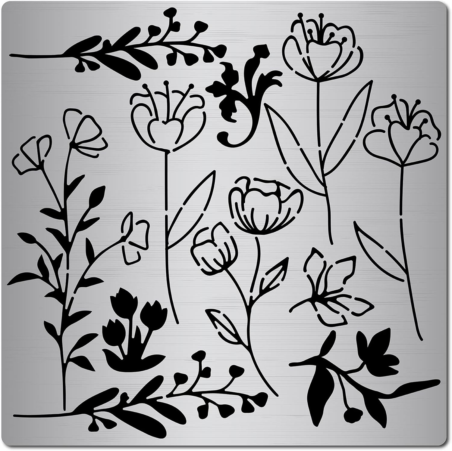 GORGECRAFT 6.3 Inch Flower Metal Stencil Flower Leaves Stencils Dies ...