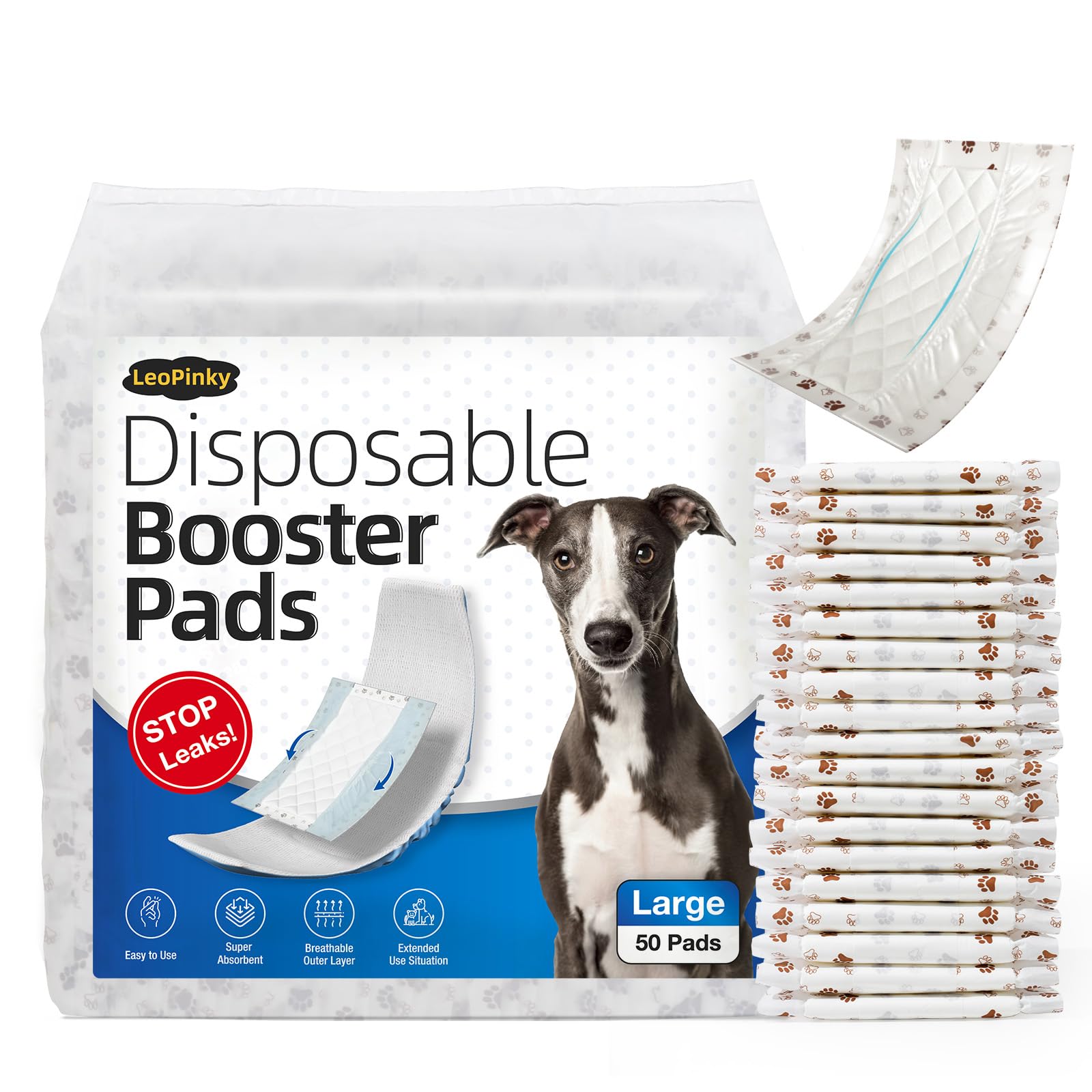 Amazon.com : Leopinky Disposable Dog Diaper Booster Pads L - 50 Count ...