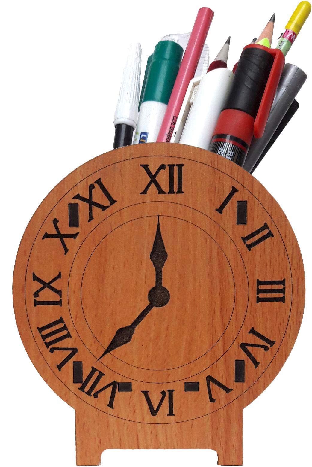 Ecobill Clock Shape Wooden Pen Stand : Amazon.in: Office Products