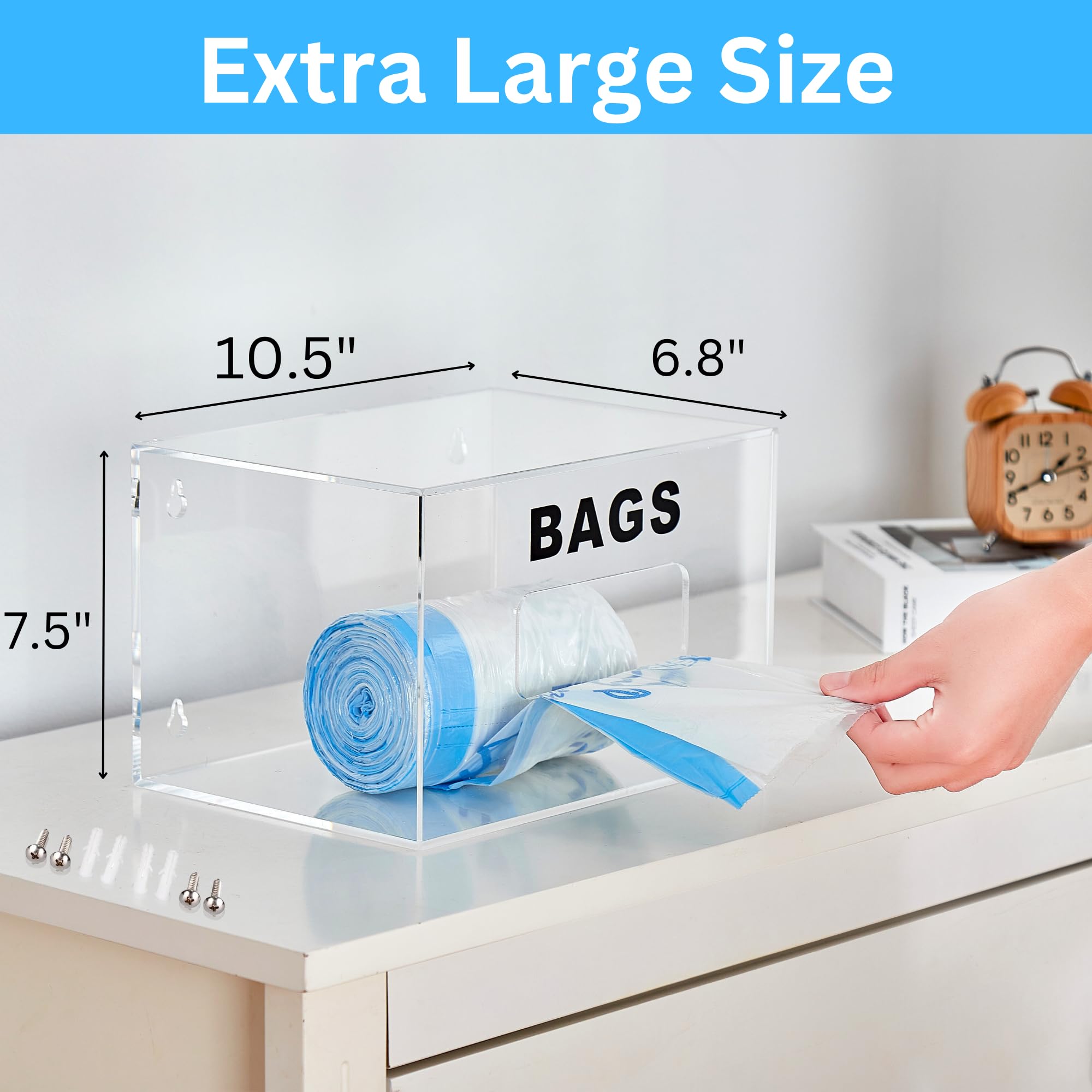 Osnell USA Extra Large Trash Bag Organizer with Lid, Wall Mount Acrylic ...