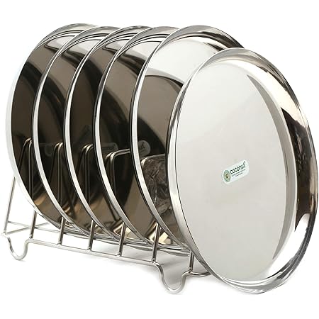 Buy Coconut Stainless Steel Dinner Plate/ Apple Kumcha/Thali/ Kumcha ...