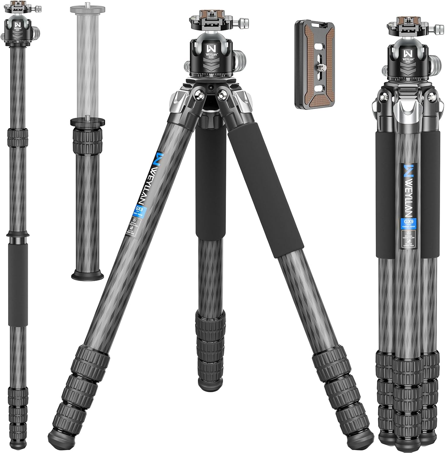 85'' Tripod Carbon Fiber, Heavy Duty Tripod for Camera, Professional ...