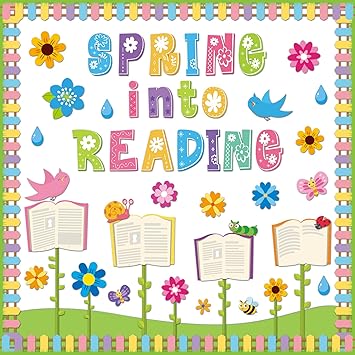 Amazon.com : gisgfim Spring Reading Bulletin Board Decorations Set ...