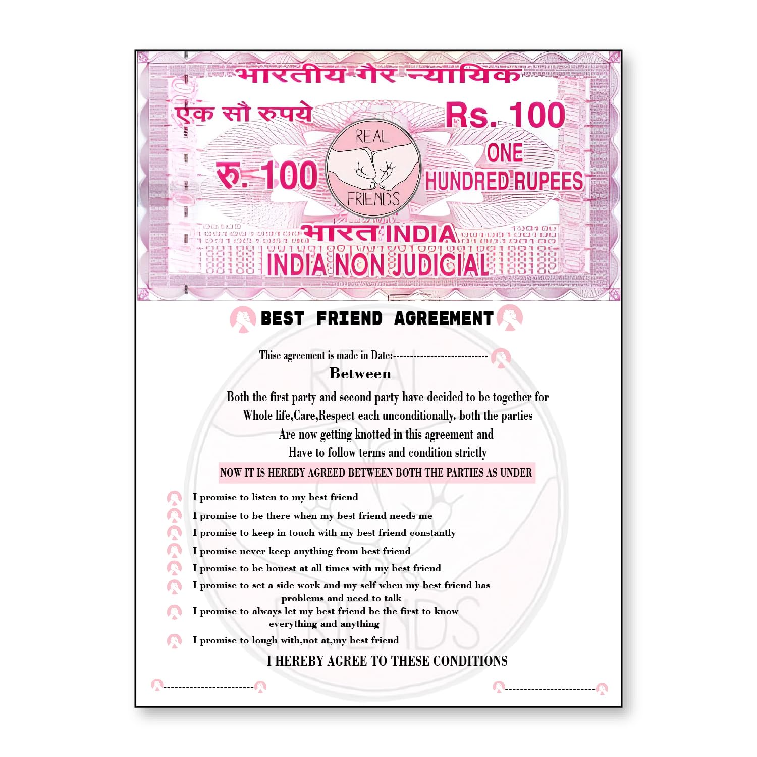 woopme Best Friend Contract Agreement Gift for Bestfriend Girlfiends ...